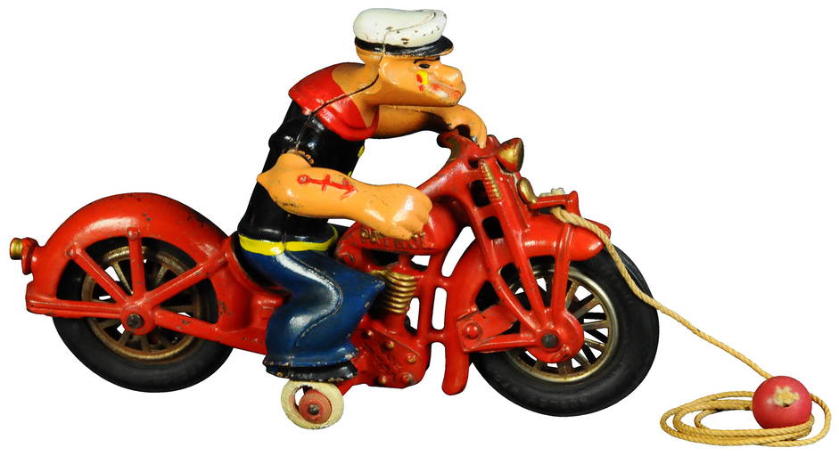 Hubley Popeye On Motorcycle