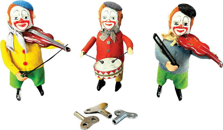 THREE SCHUCO CLOWN WIND-UP MUSICIANS (#0274) on Feb 16, 2023 | Bertoia ...