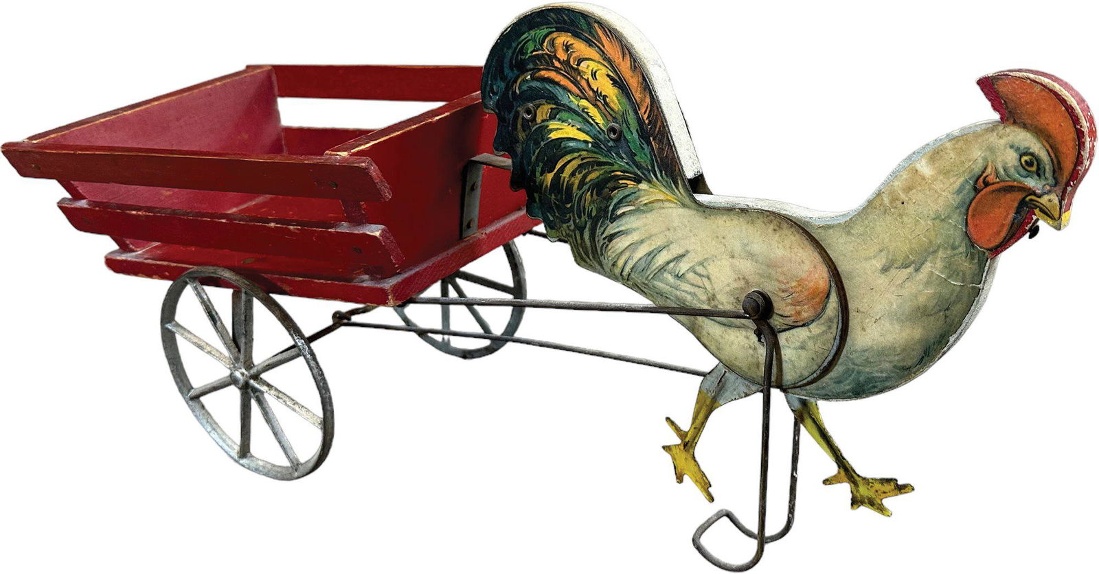 Gibbs Rooster Pulling Wagon Auction