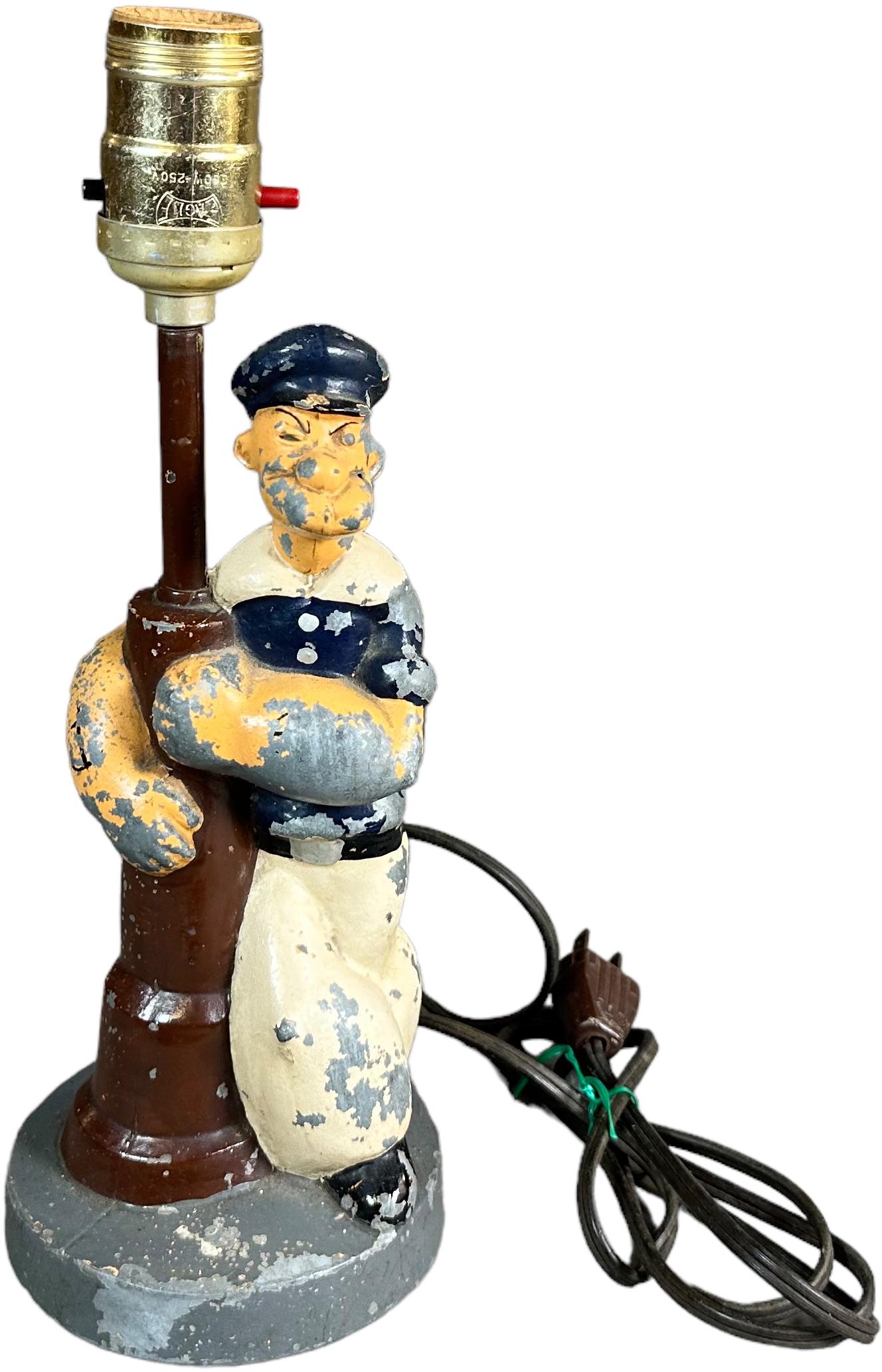 White Pot Metal Popeye Table Lamp Auction