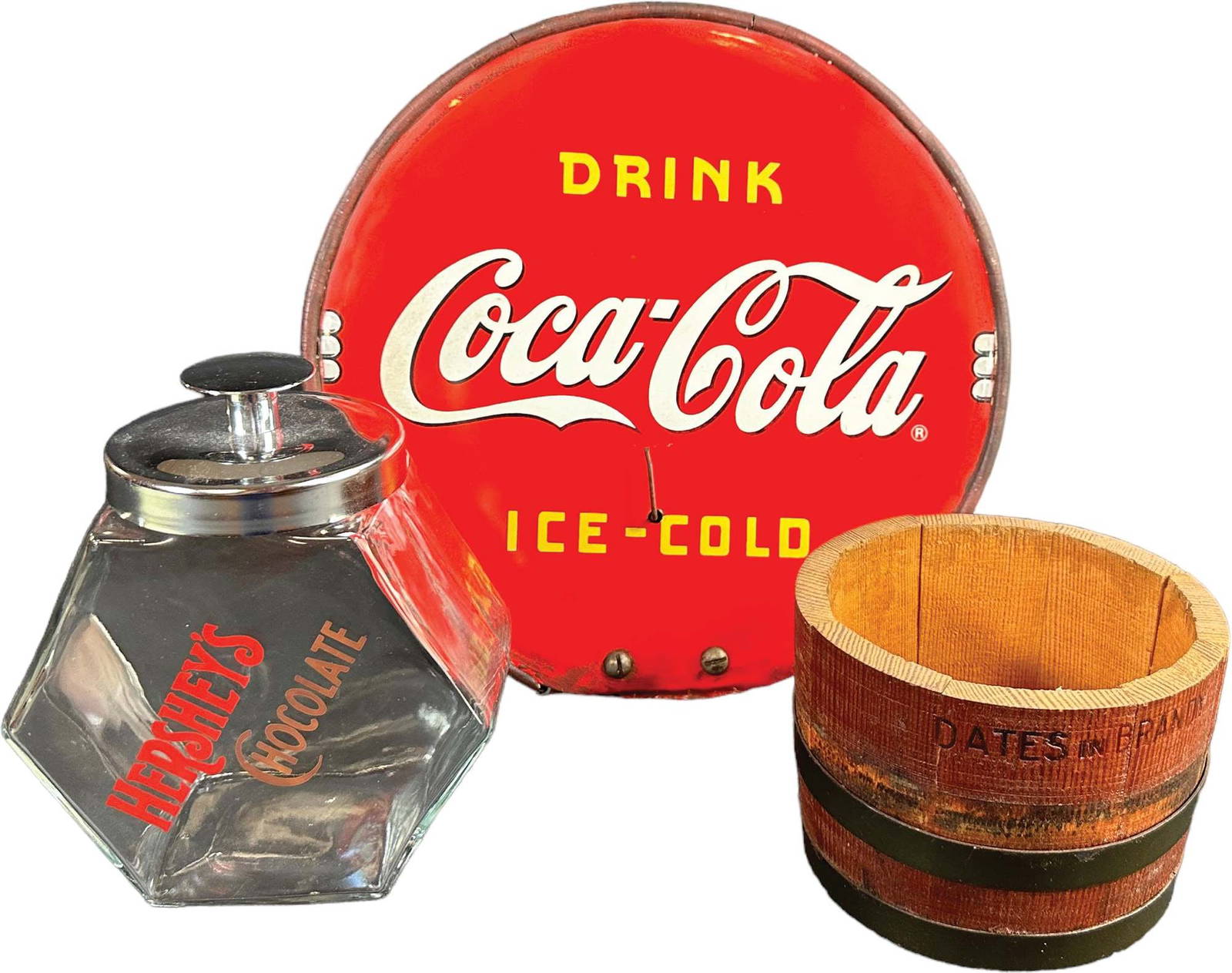 Coca Cola W/ Hershey Glass & Brandy Holder Auction