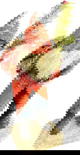 Hunched Over Santa Holding A Bag And Tree