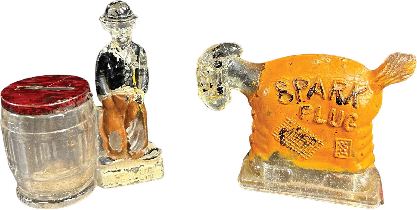 Spark Plug And Charlie Chaplin Candy Containers