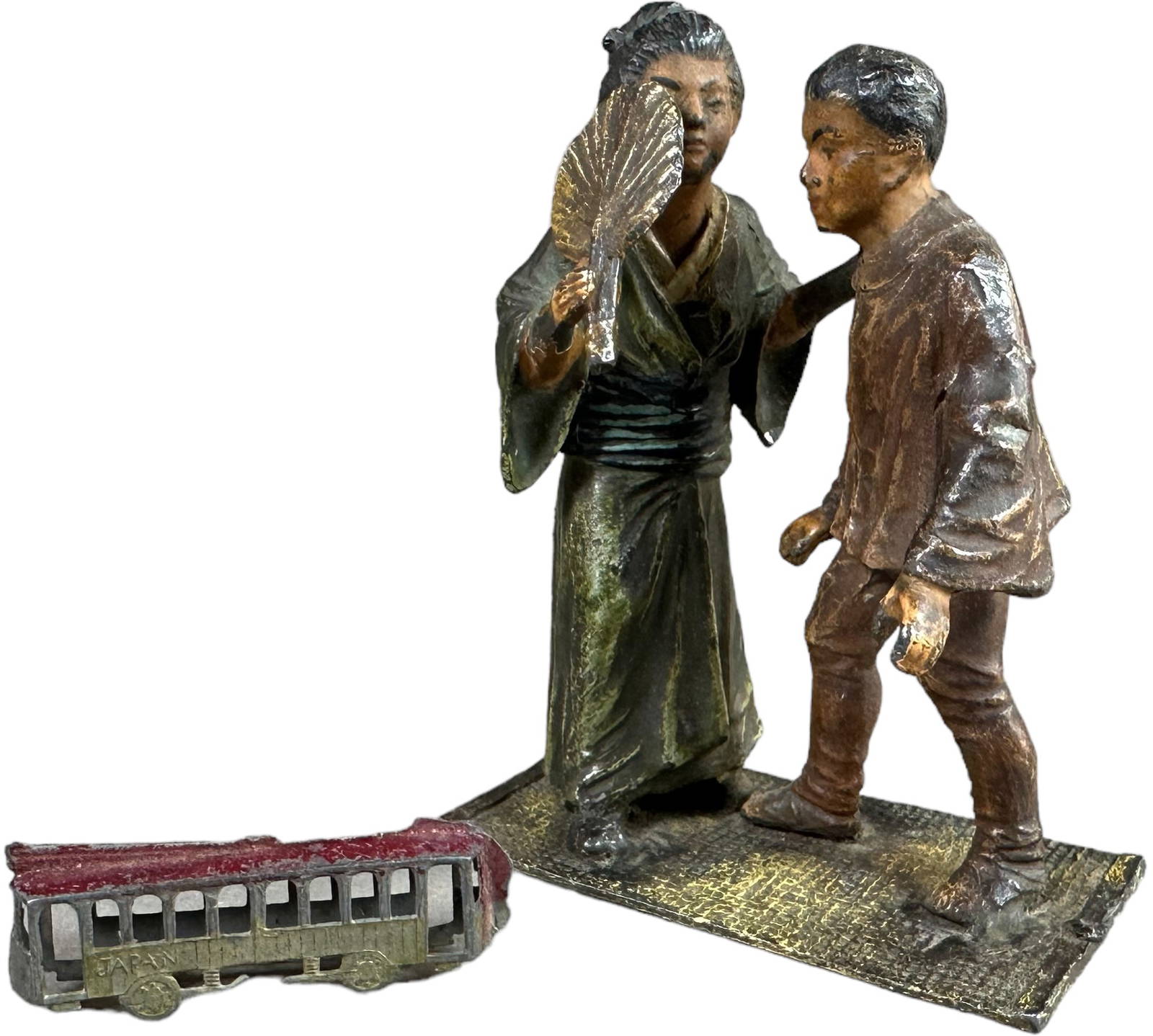 Heyde Geisha Couple Figures & French Lead Trolley Auction