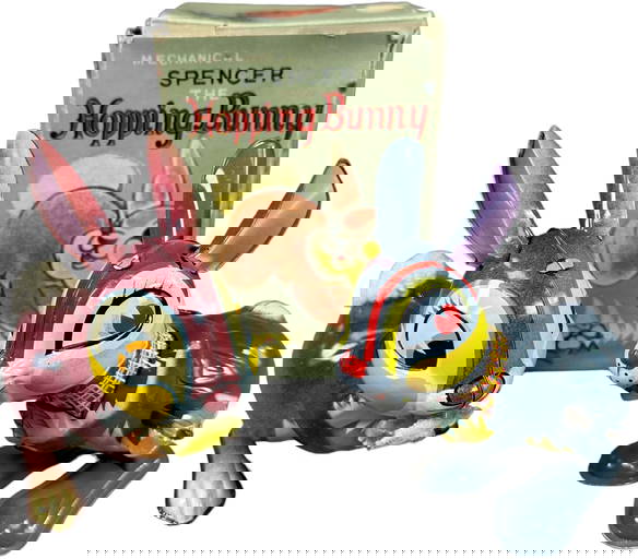 Two Japanese Wind Up Hopping Bunnies