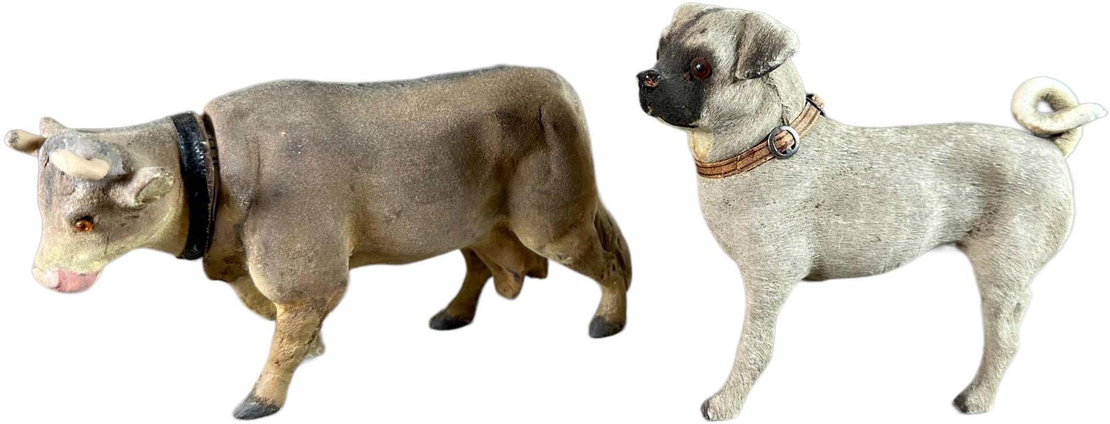 Flocked Pug And Cow Candy Containers Auction