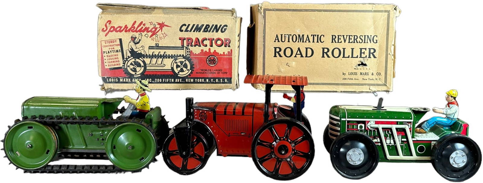 Three Marx Wind-up Tractors Auction