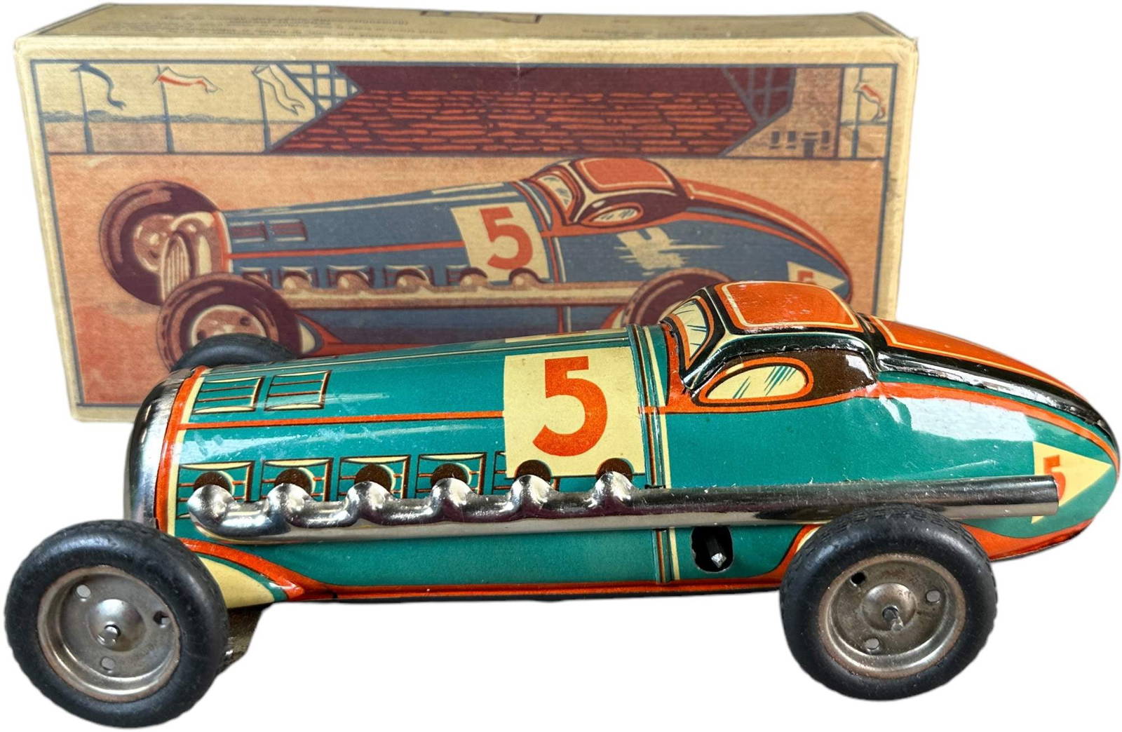 Boxed German No. 5 Wind-up Racer Auction
