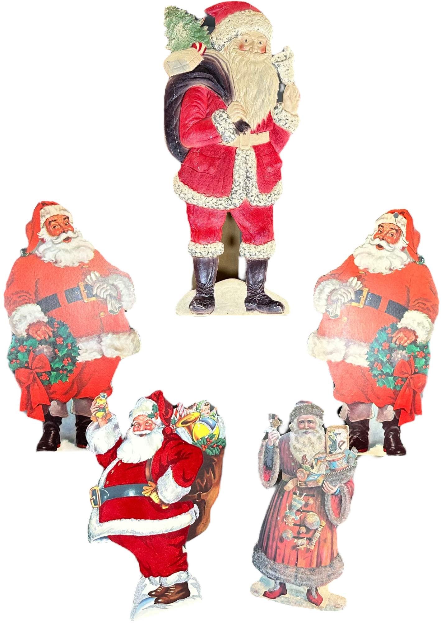 Five Santa Cardboard Diecuts Auction