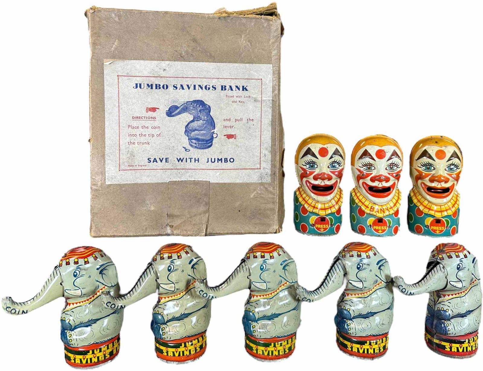 Five English Elephants & Three Chein Banks Auction