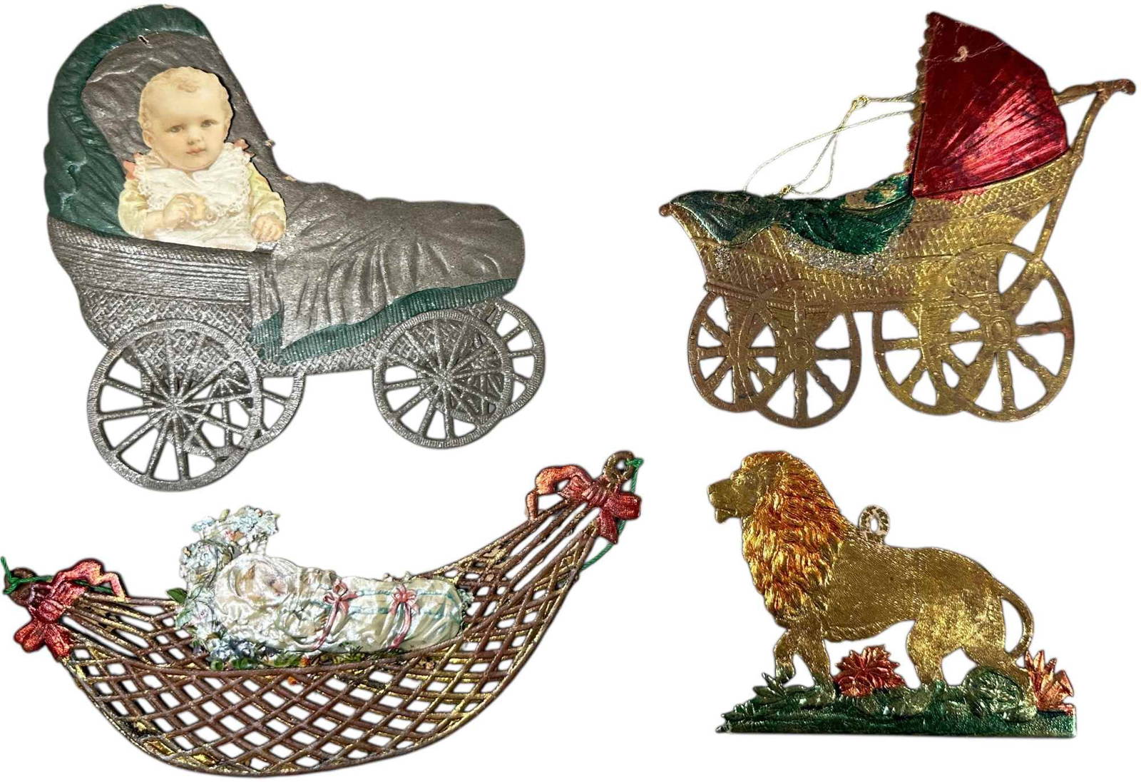 Four Flat Dresden Ornaments Auction