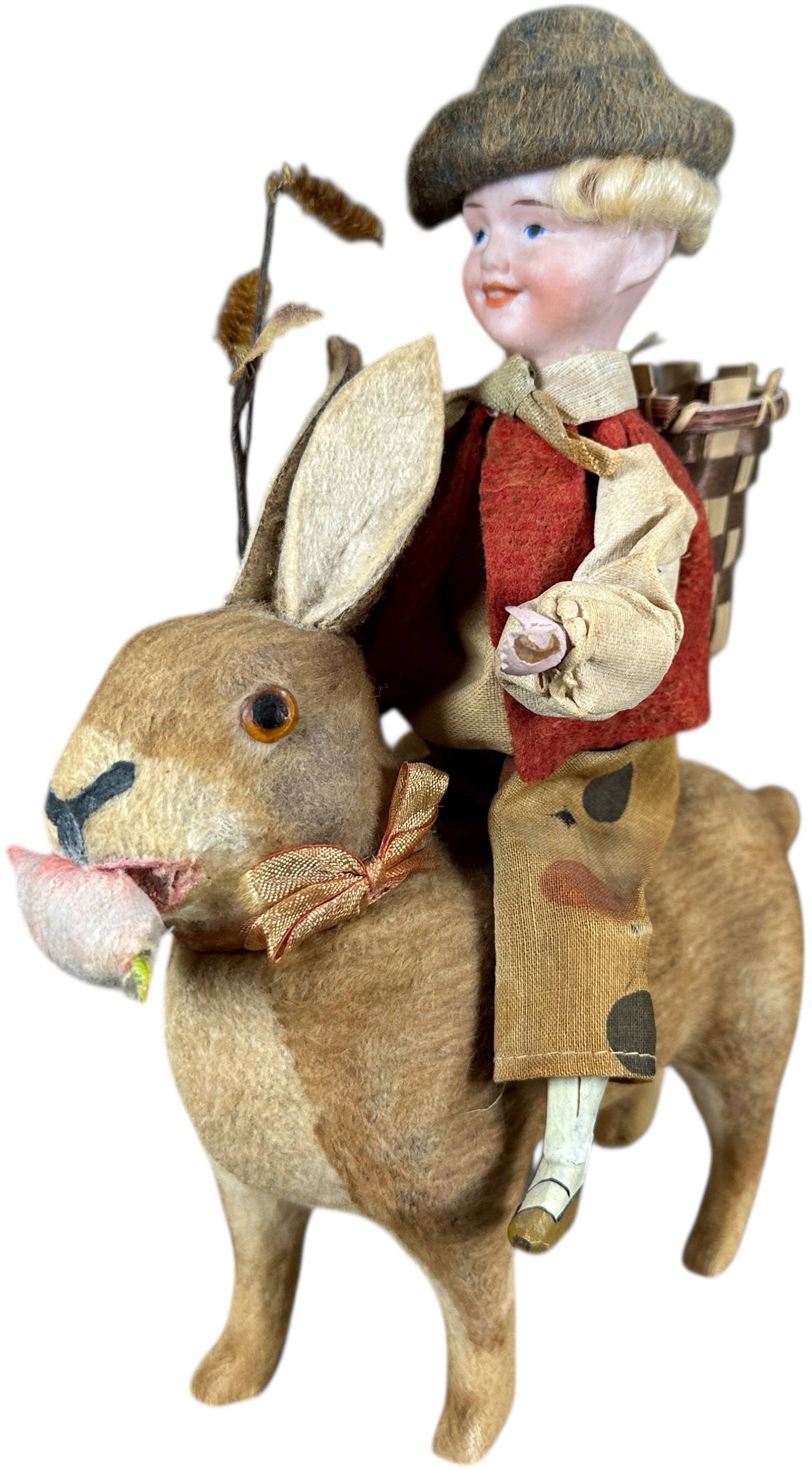 Bisque Head Boy Riding Rabbit Candy Container Auction