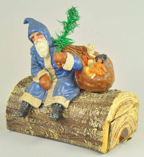 SANTA SEATED ON LOG WITH TOY SACK - Nov 10, 2013 | Bertoia Auctions in NJ