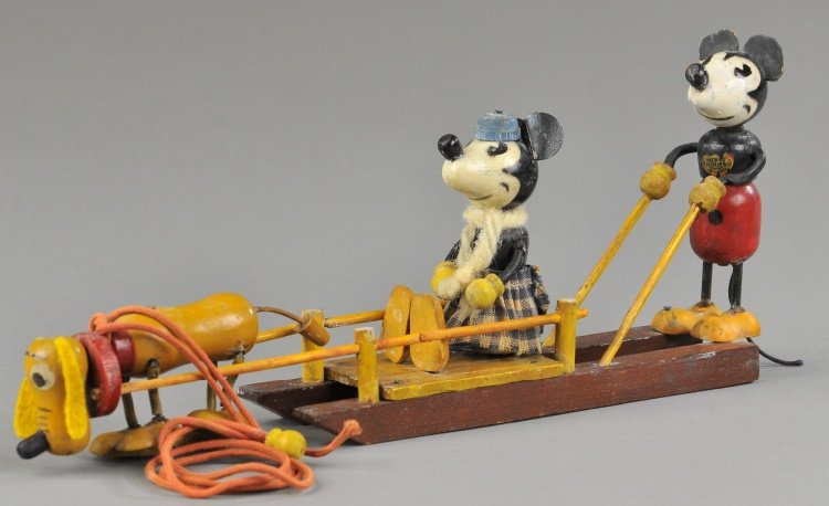 DISNEY FUN-E-FLEX MICKEY & MINNIE SLED TOY