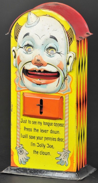 JOLLY JOE CLOWN TIN MECHANICAL BANK - Nov 11, 2016 | Bertoia Auctions in NJ