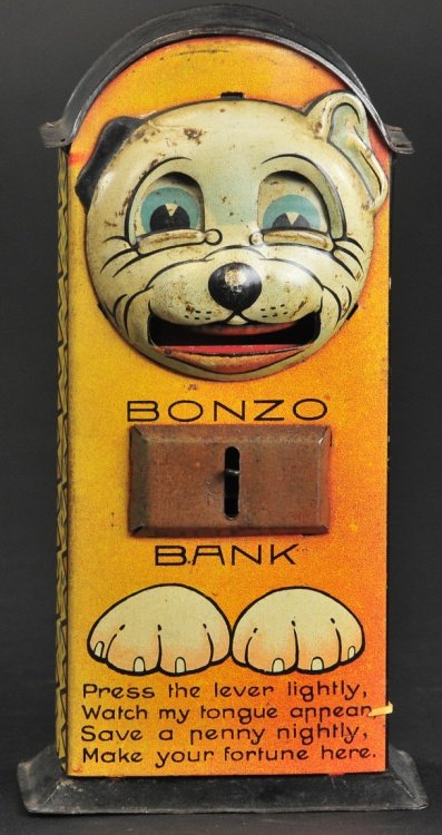 BONZO WITH VERSE TIN MECHANICAL BANK - Nov 15, 2014 | Bertoia Auctions ...