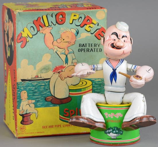 Linemar Smoking Popeye In Original Box