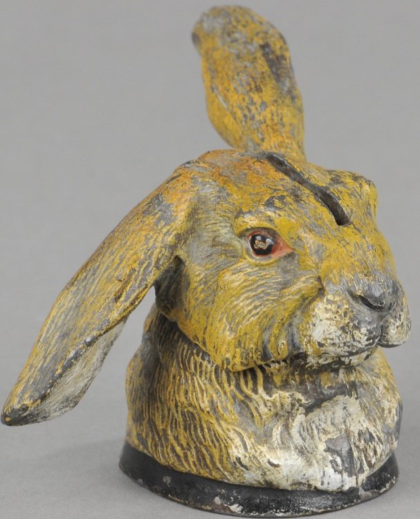 RABBIT HEAD SPELTER STILL BANK