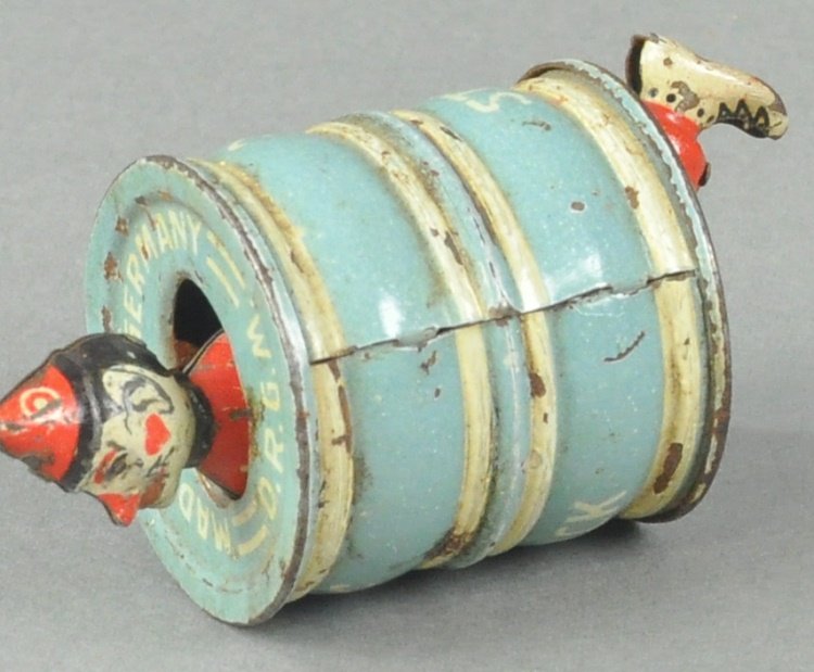 STOCK CLOWN IN BARREL PENNY TOY - Nov 13, 2015 | Bertoia Auctions in NJ