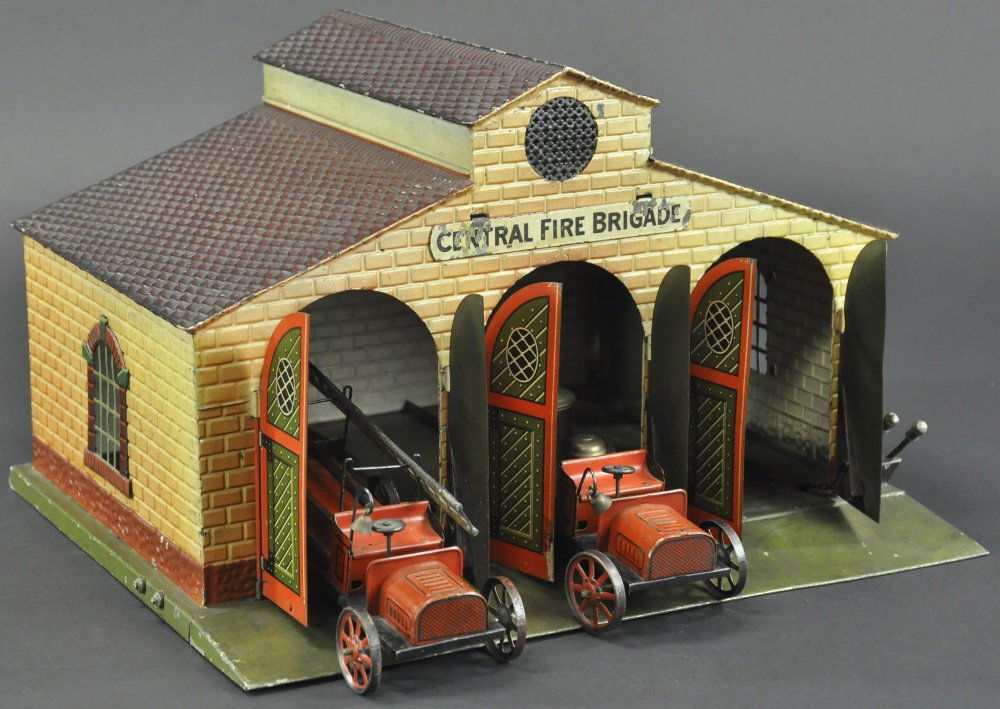 BING FIRE STATION W/TWO FIRE TRUCKS
