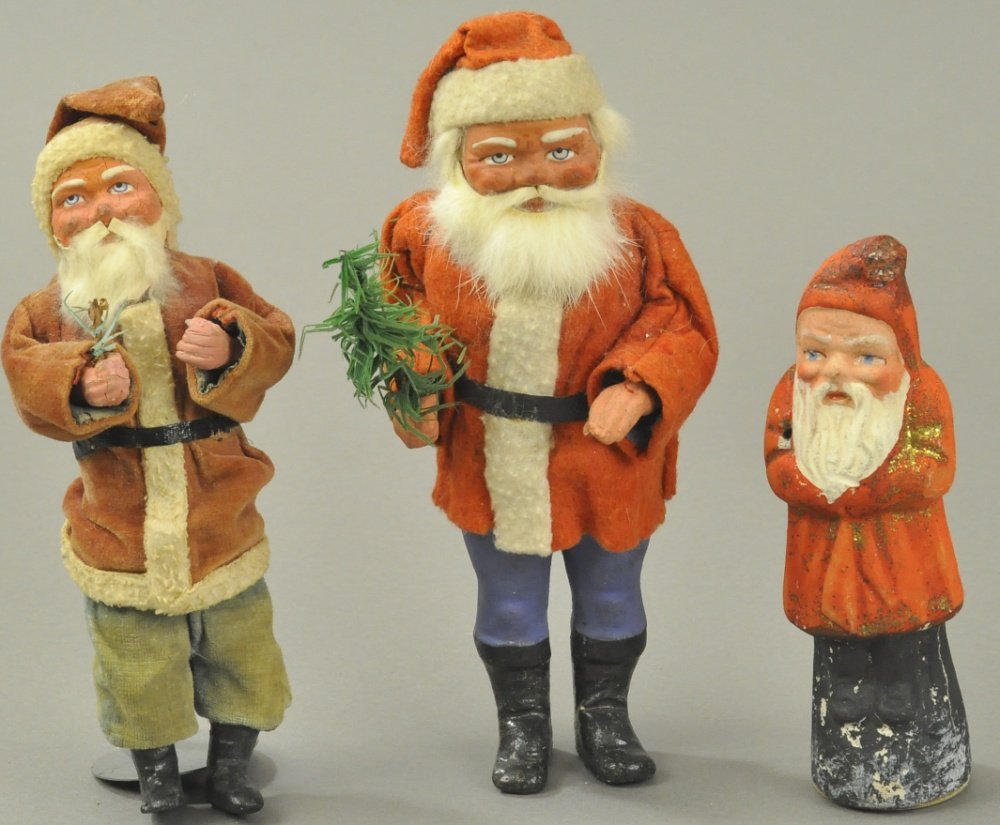 THREE SANTA CLAUS CANDY CONTAINERS