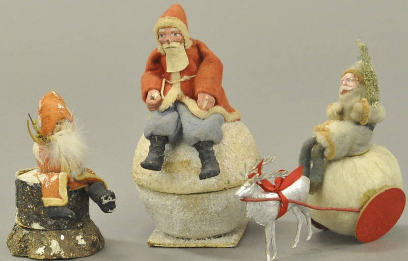 Three German Santa Candy Containers