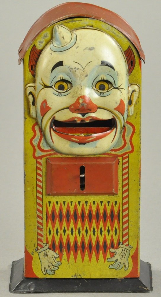 JOLLY JOE CLOWN TIN MECHANICAL BANK - Nov 11, 2016 | Bertoia Auctions in NJ