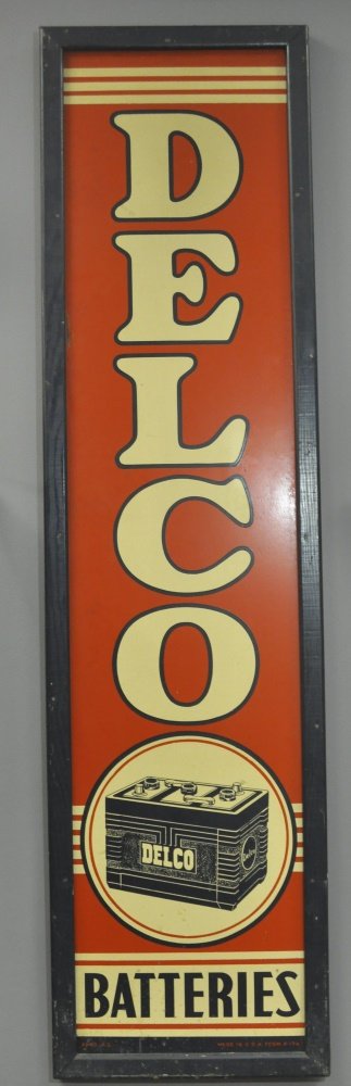 LARGE METAL DELCO BATTERIES SIGN