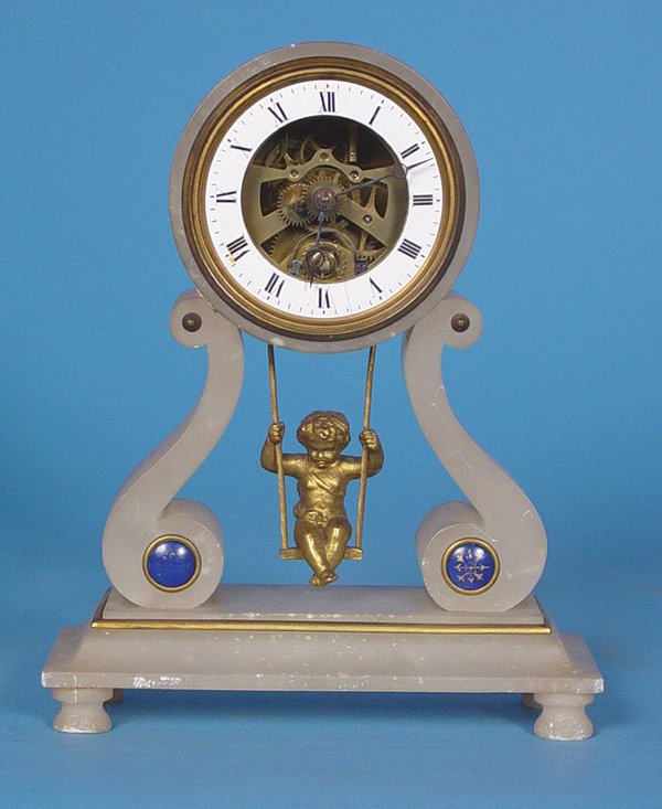 187: Swinging Cherub Antique Animated Clock