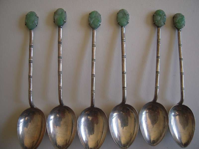 Six Chinese Sterling Silver Green Jade Spoon - Feb 21, 2016 | Apex Art ...