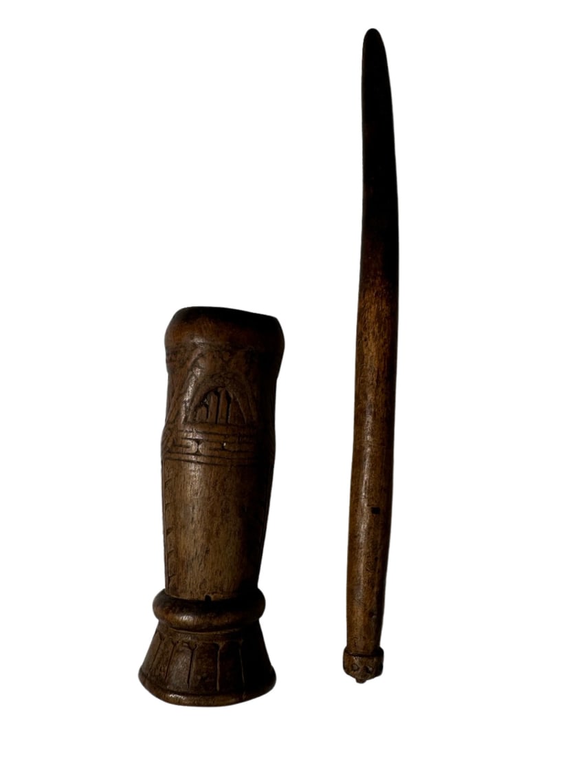 Trobriand Wood Mortar And Pestle, Kitava Island, Png Auction