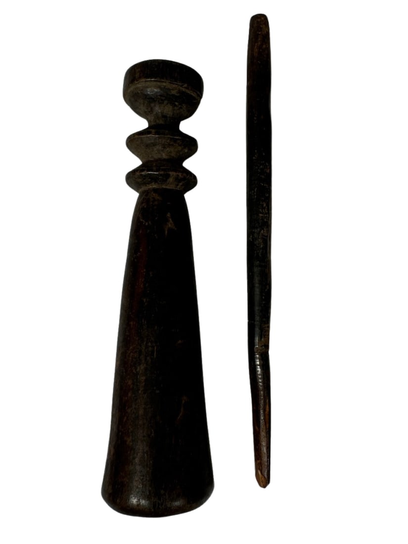 Trobriand Wood Mortar And Pestle, Kiriwina Island, Png Auction