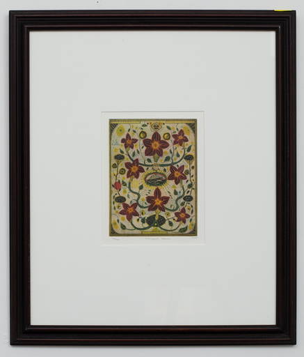 Tony Fitzpatrick (american, B.1958) Etching Flowers