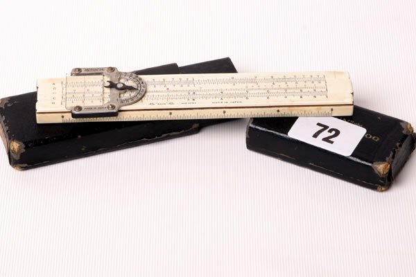 Hemmi's Bamboo Slide Rule With Original Case