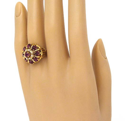Franklin Mint Adorable 18k Gold Diamond & Ruby Ring