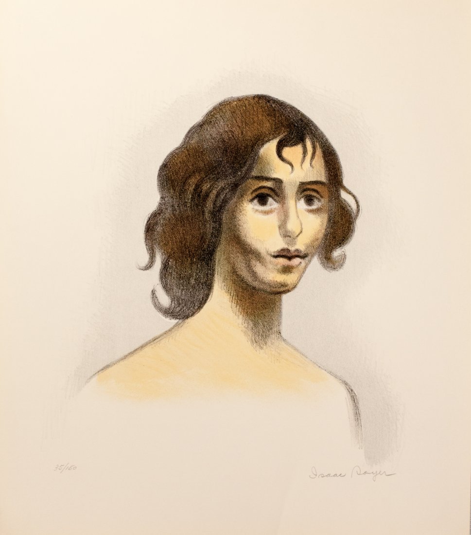 Vintage Lithograph Head of a Girl by Isaac Soyer