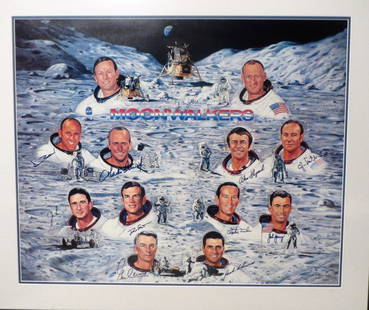 Moonwalker Alan Shepard Lunar Photo Signed