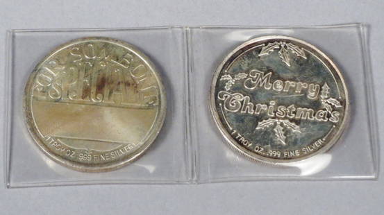 (2) 1 Oz 2023 Merry Christmas Silver Rounds