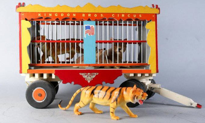 Vintage Folk Art Circus Model Wagon Cage