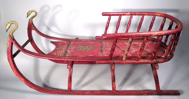 C19th Century Primitive Hand Painted Sled