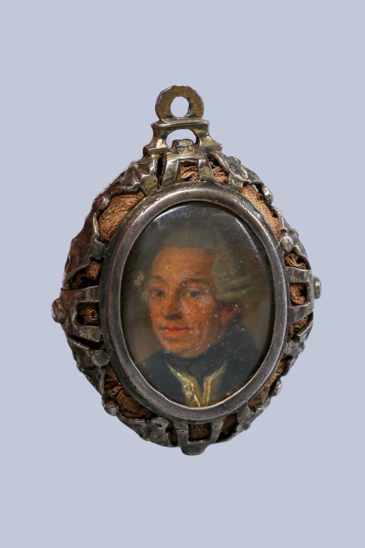 18th Century Painted Portrait Hair work Locket