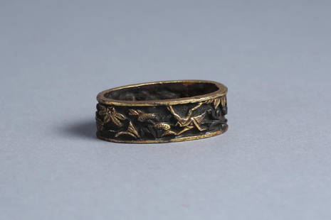 Japanese Fuchi, Bronze Flowers And Insects