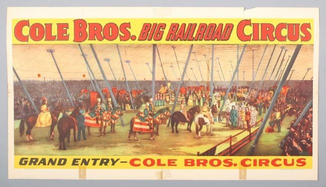Vintage Cole Bros Railroad Circus Poster