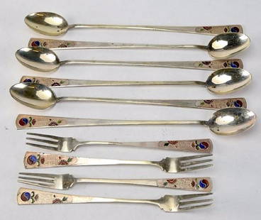 6 Vintage Korea Enamel Collector Spoons