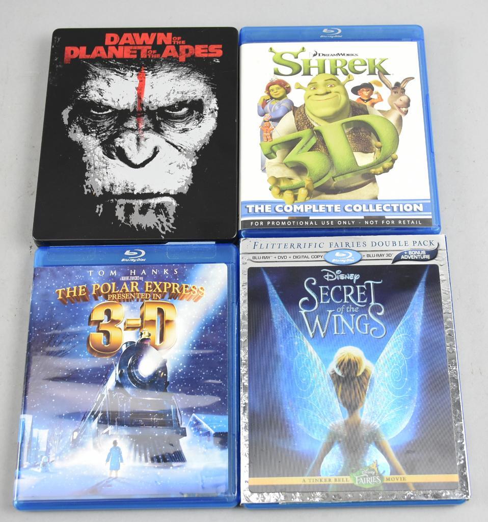 4 Blu Ray 3 D Dvd Lot, Shrek, Planet Of The Apes,