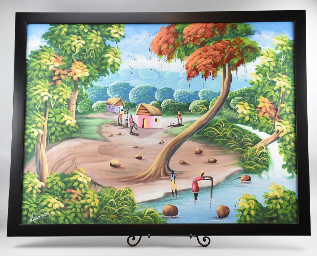 Haitian Artist Louis Murat Acrylic On Canvas