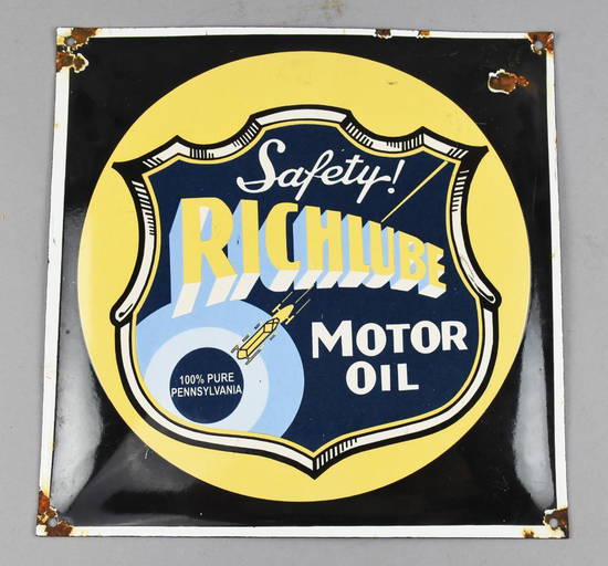 Vintage Richlube Oil Metal Safety Sign