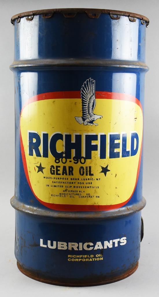 Vintage Richfield Oil 120 Lb 80 90 Gear Oil Drum