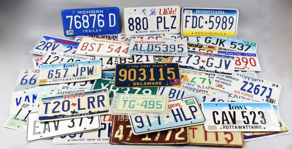 (59) Multiple State Single License Plates One For Each