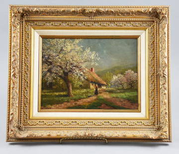 Beautiful Woman In Landscape Painting Signed